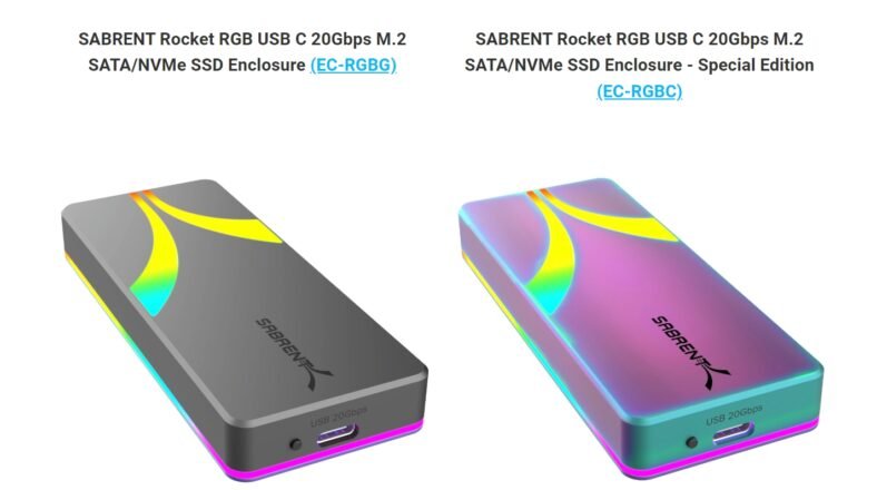 Sabrent Launched Rocket RGB USB-C 20Gbps M.2 SATA/NVMe SSD Enclosure ...