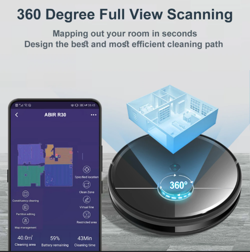 ABIR R30 Robot Vacuum Cleaner: Auto-Empty Station